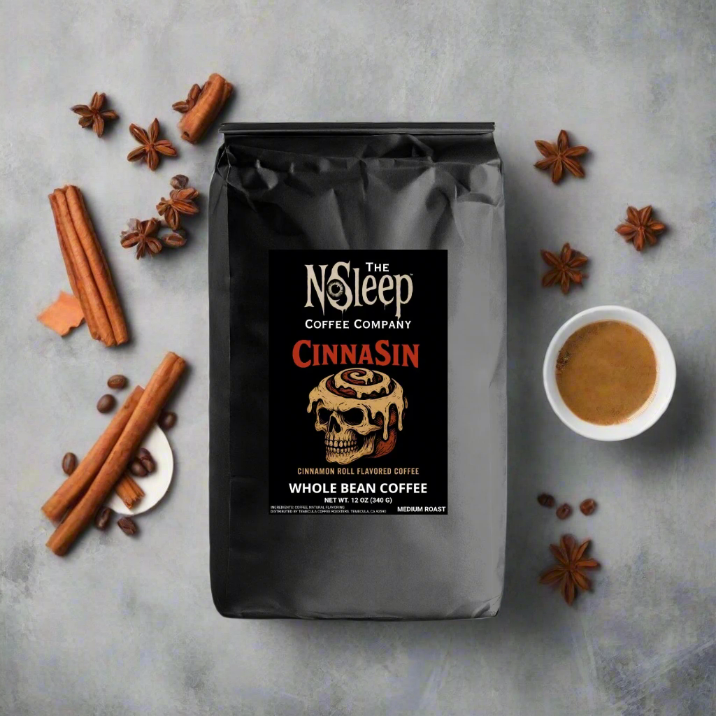 CinnaSin (Whole Bean) - 12 oz – The NoSleep Coffee Company
